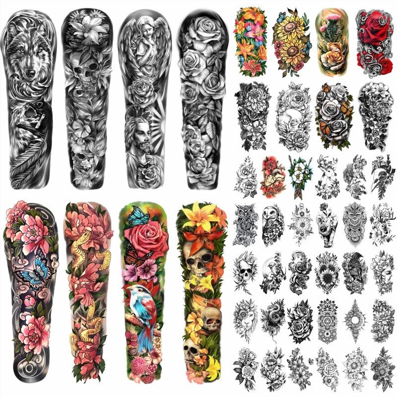 46 Sheets Full Arm Waterproof Temporary Tattoo For Men And Women L22 8